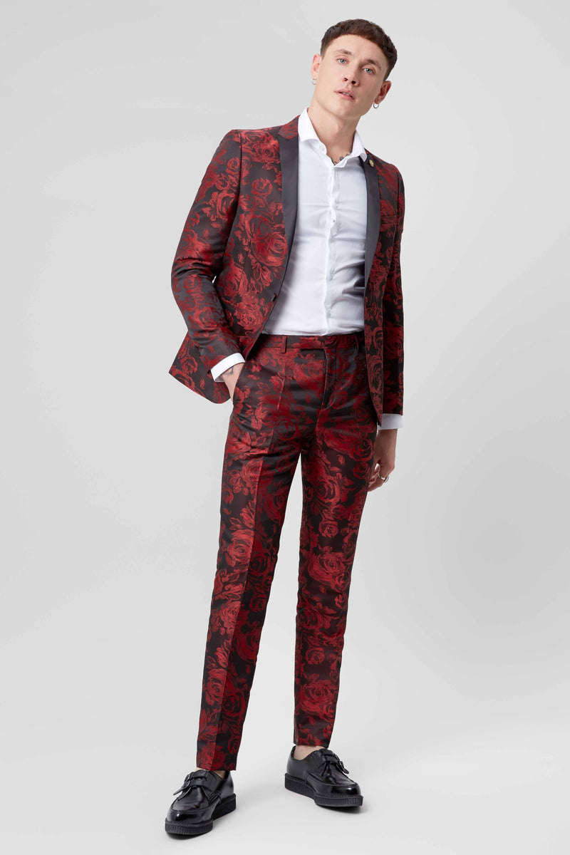 Twisted Tailor Ersat Tuxedo Suit With Rose Jacquard