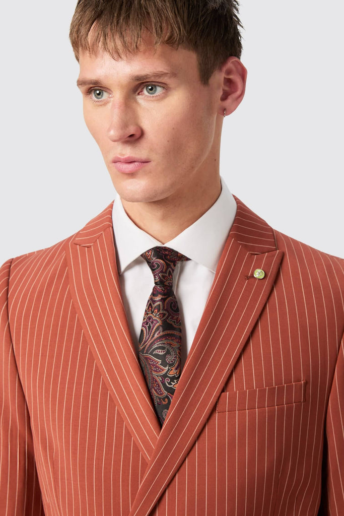 Cortese Oversized Burnt Orange Pinstripe Jacket – Twisted Tailor