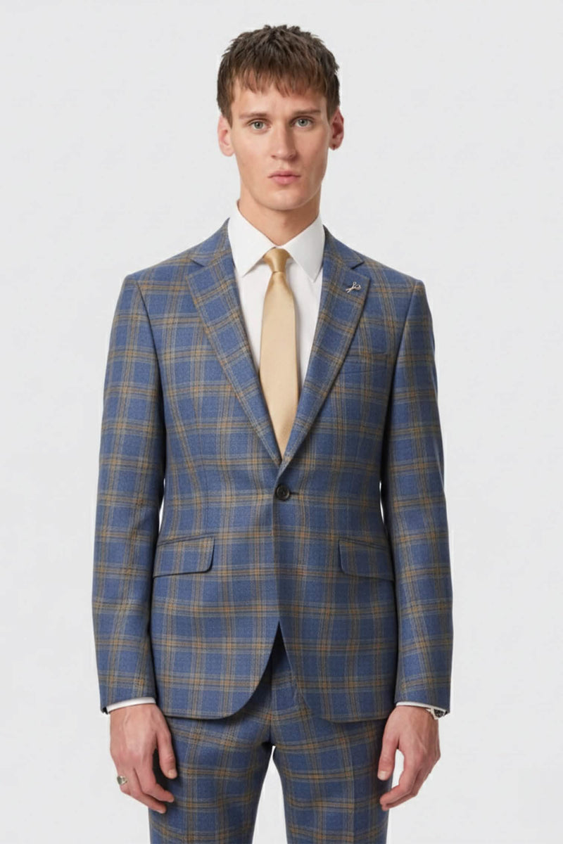 Maynard Slim Fit Navy Check Suit Jacket