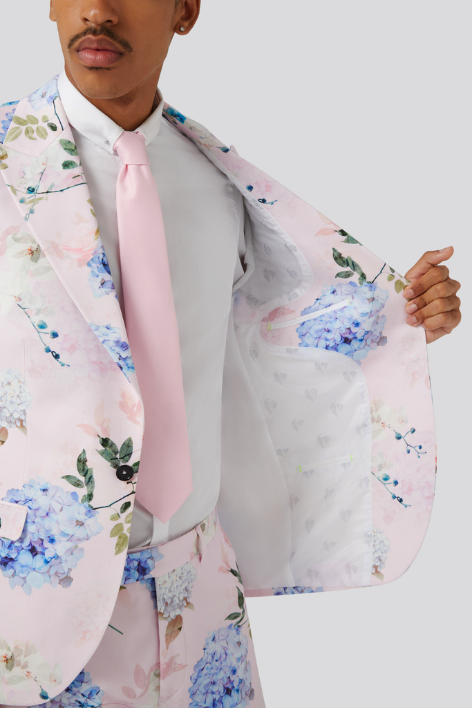 Pickhurst Slim Fit Pink Floral Cotton Suit – Twisted Tailor
