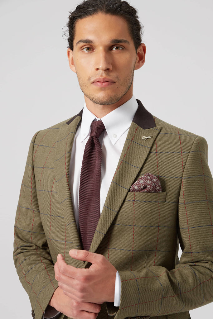 Beadon Slim Fit Khaki Check Tweed Jacket - ARCHIVE – Twisted Tailor