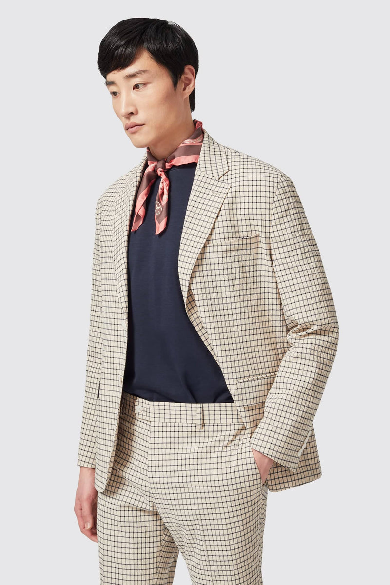 Berkley Tailored Fit Neutral Check Cotton Jacket - ARCHIVE – Twisted Tailor