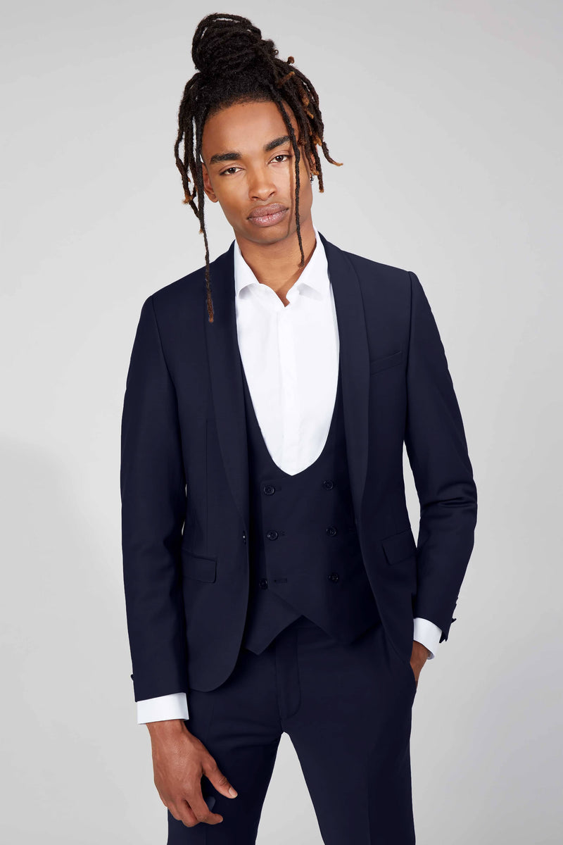 Drake Skinny Fit Dark Navy Wool Jacket - ARCHIVE