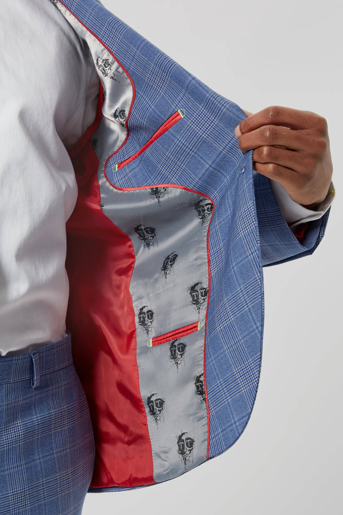 Breamore Skinny Fit Blue Check Wool Jacket Archive Twisted Tailor
