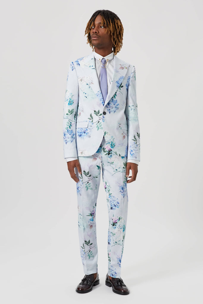 Pickhurst Skinny Fit Blue Floral Cotton Suit – Twisted Tailor